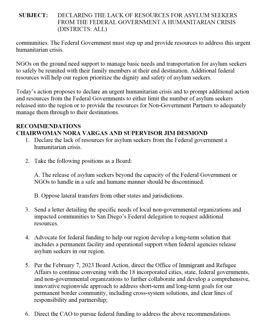 Declaring Border Situation, a Humanitarian Crisis – California Globe